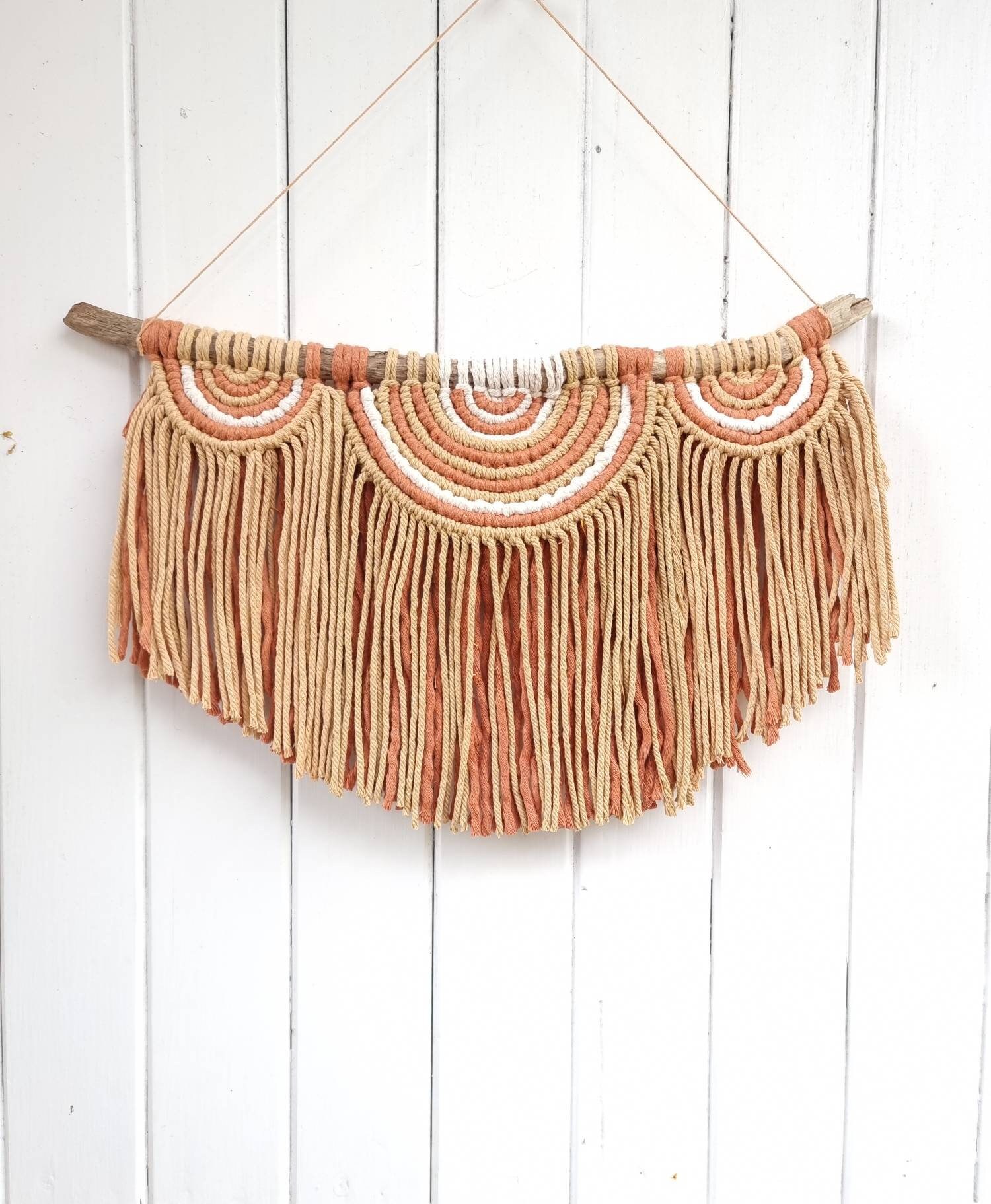 Macrame Cotton Wall Hanging, Macrame Semi Circle, Moroccan Home Decor ...