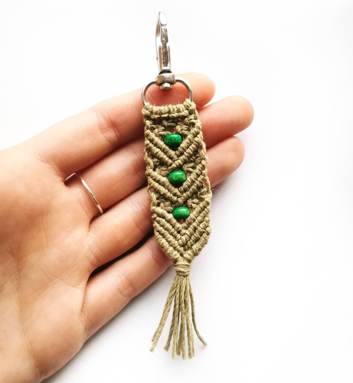 Hemp Macrame Keychain, Hand Woven Bag Charm, Sustainable Gift - Etsy UK