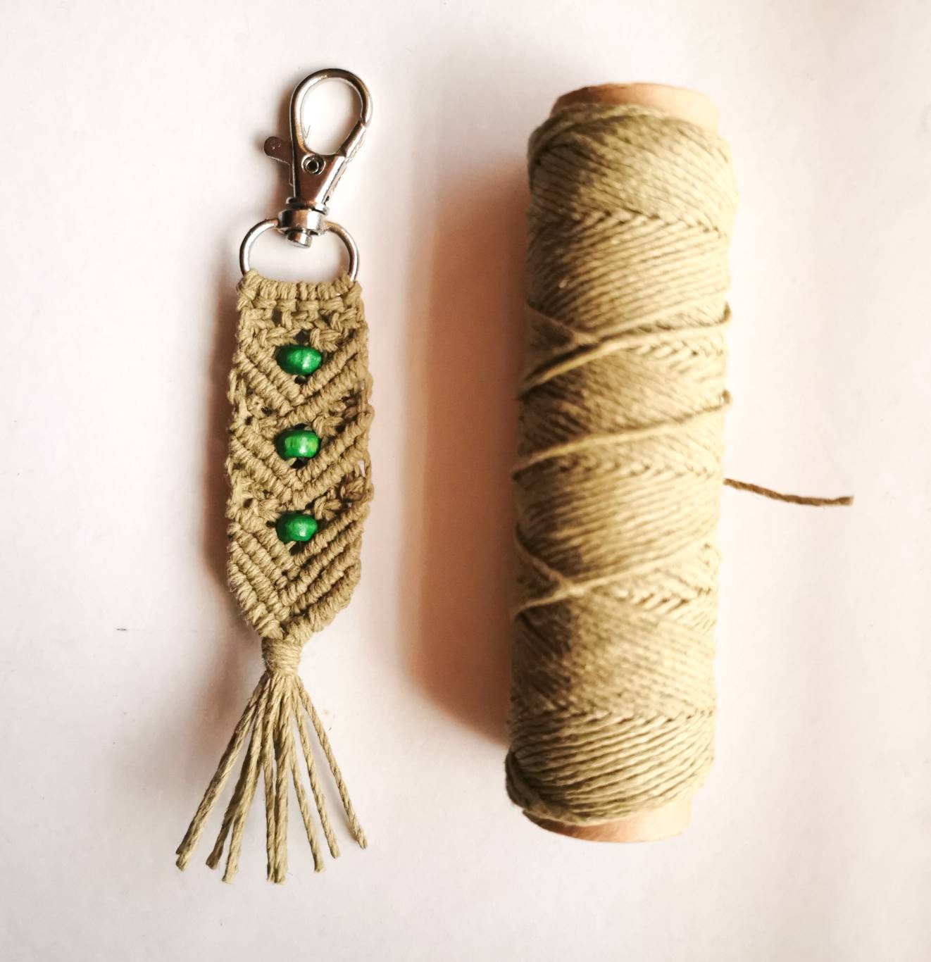 Hemp macrame keychain hand woven bag charm sustainable gift | Etsy