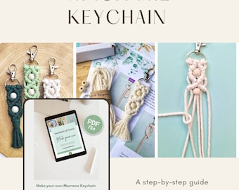 Macrame Keychain Pattern - Written PDF & Knot Guide - DIY Macrame ...