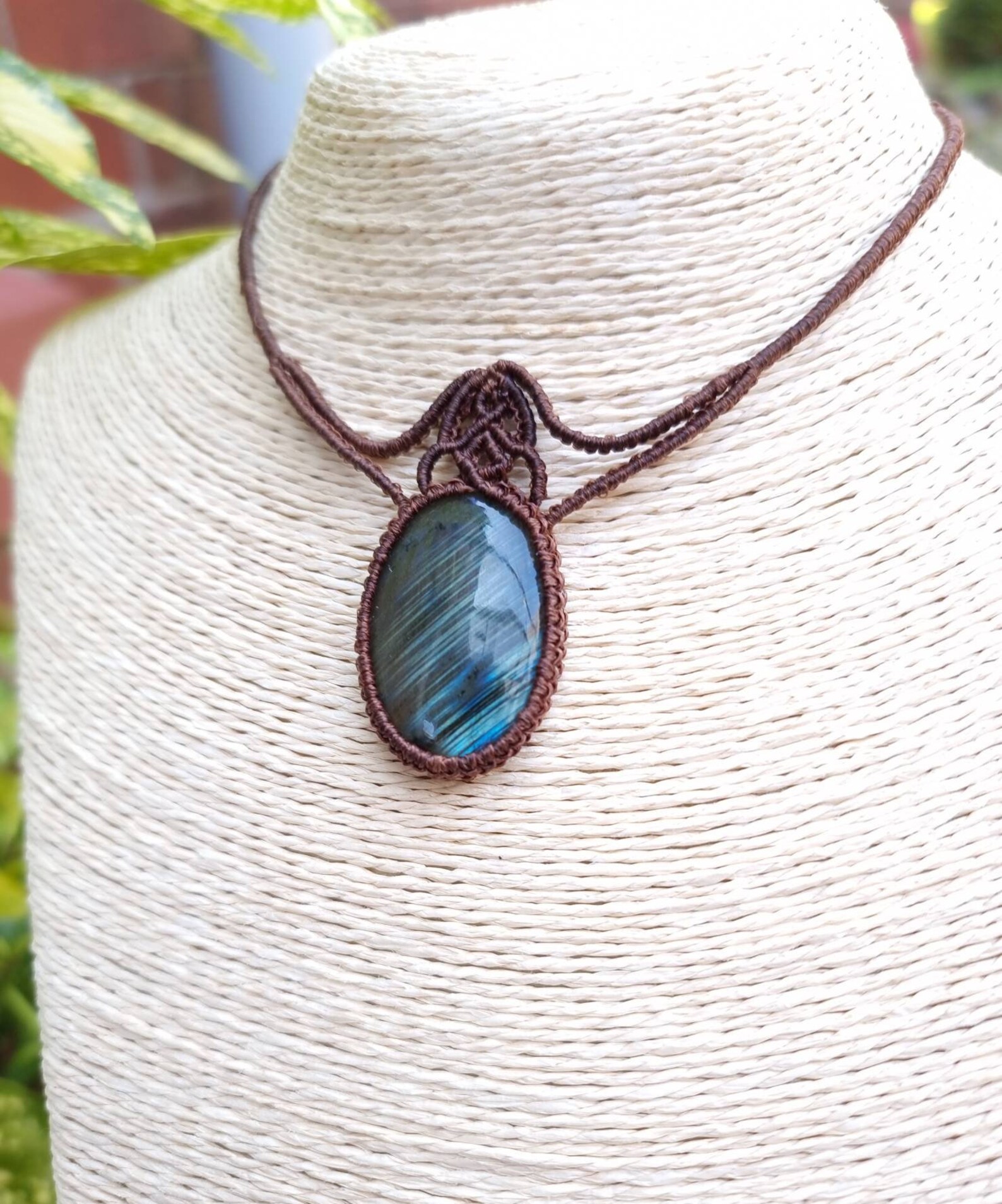 Labradorite Macrame Gemstone Necklace, Macrame Crystal Pendant ...