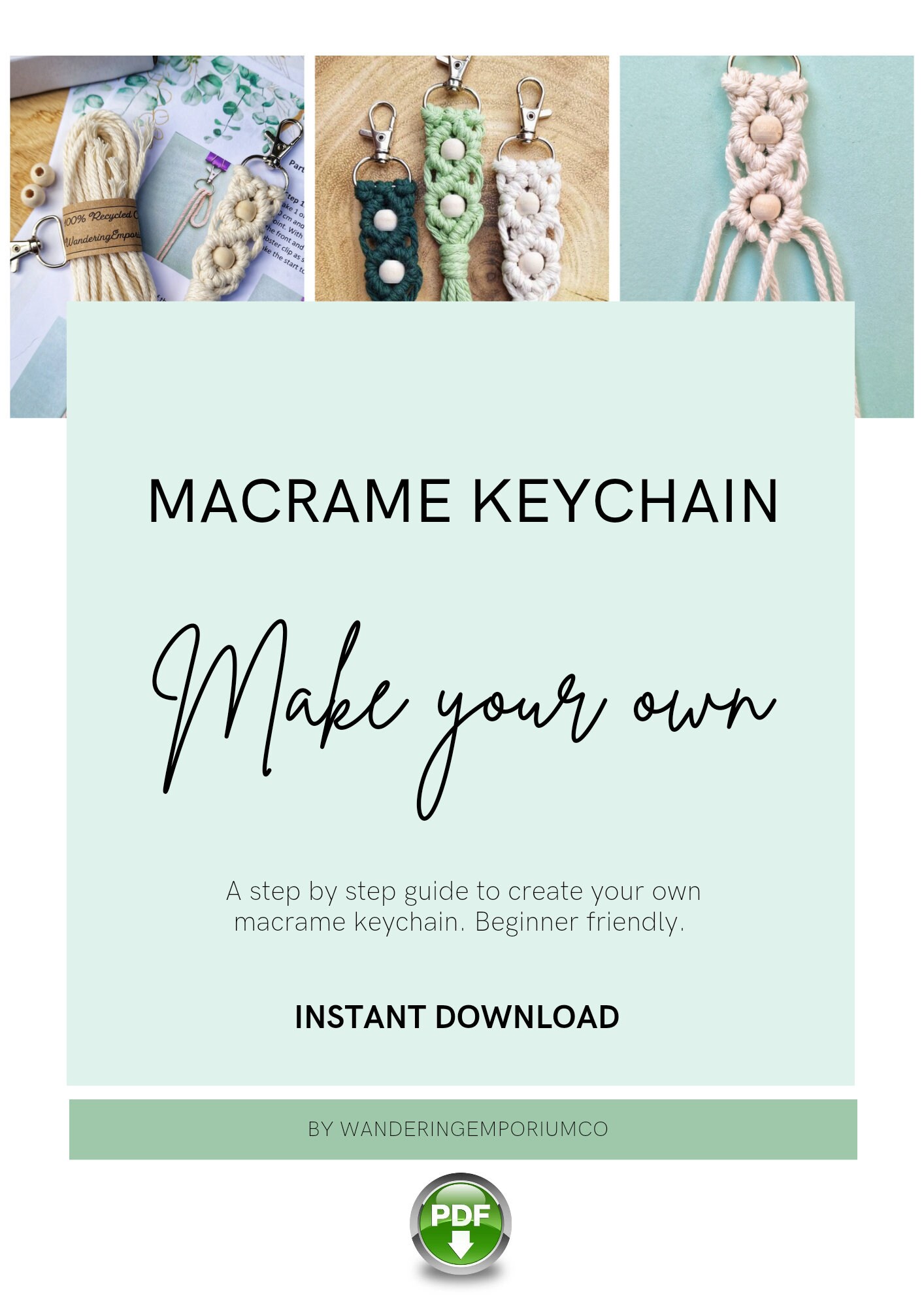 Macrame PDF Pattern Make Your Own Macrame Keychain DIY - Etsy