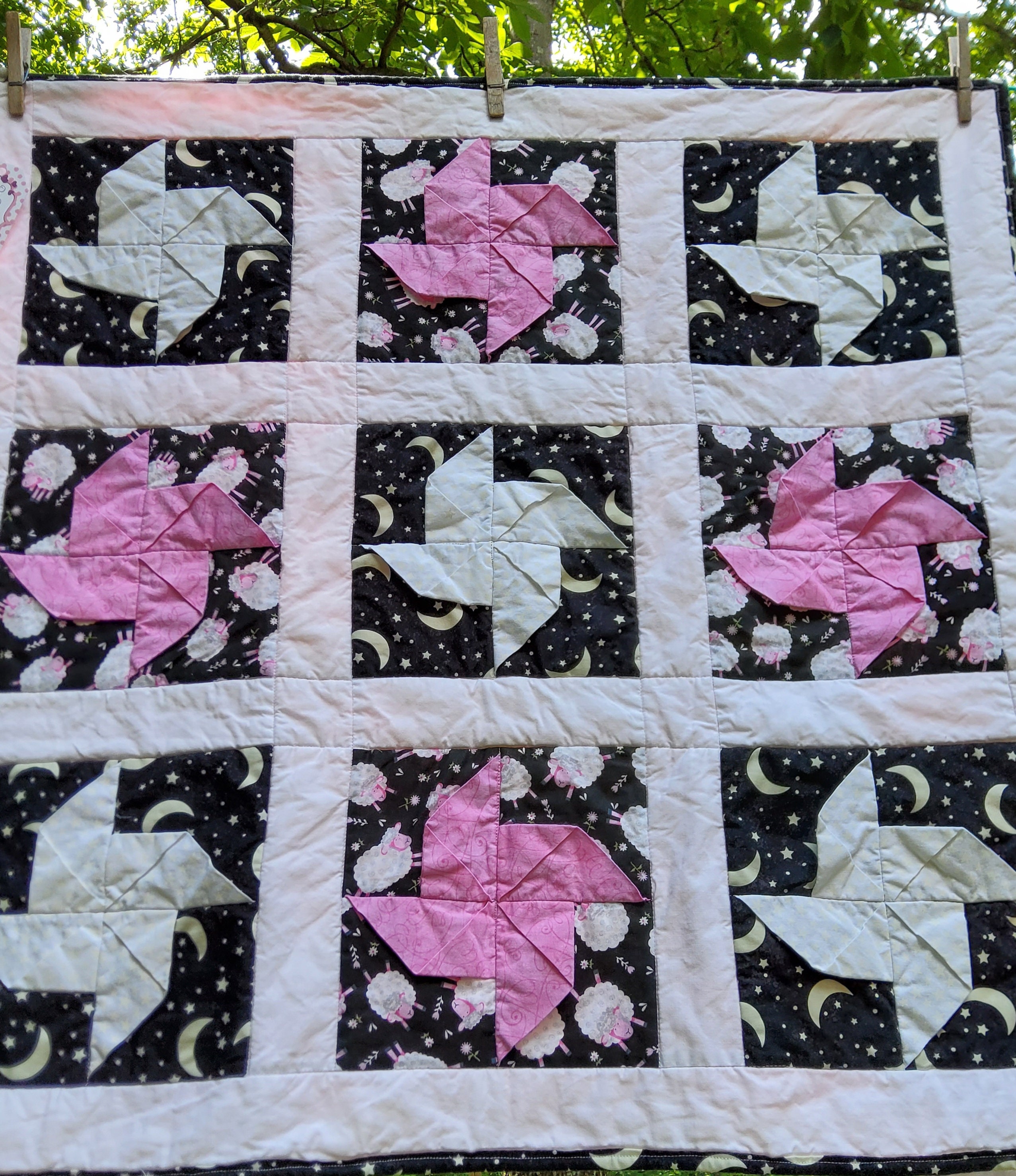 Bedtime Sheep Moon & Stars Pinwheel Quilt Baby Comforter - Etsy