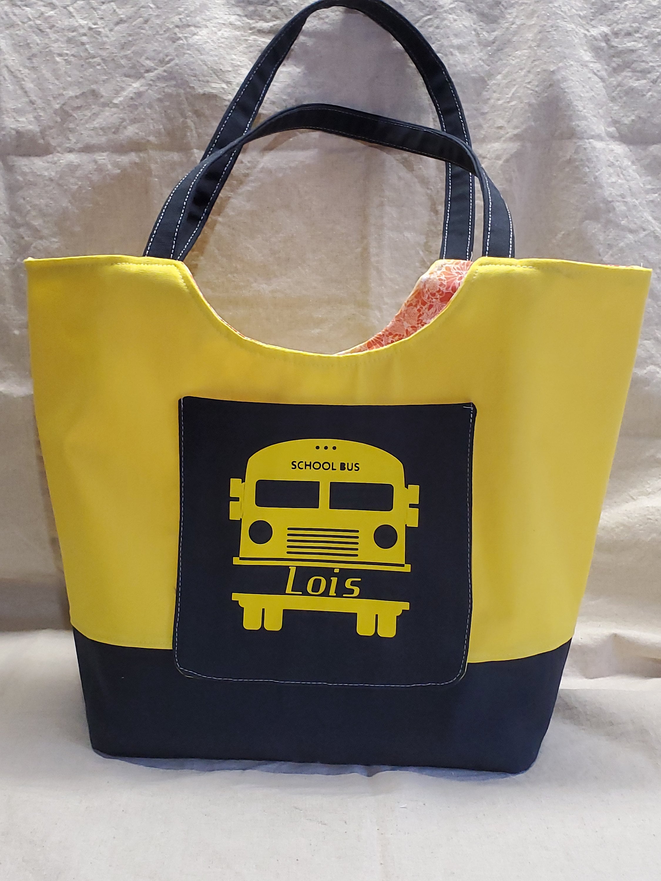 Custom Personalized School Bus Tote Bag, Bag, Tote, Carryall, Washable ...