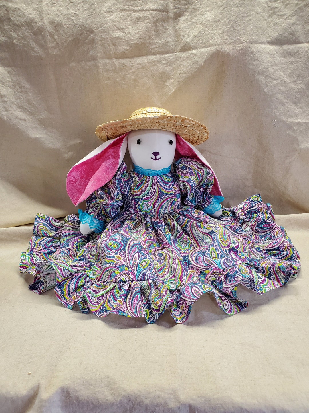 Handmade Dressable Bunny Rabbit Doll: Embroidered Cotton Stuffed Animal ...