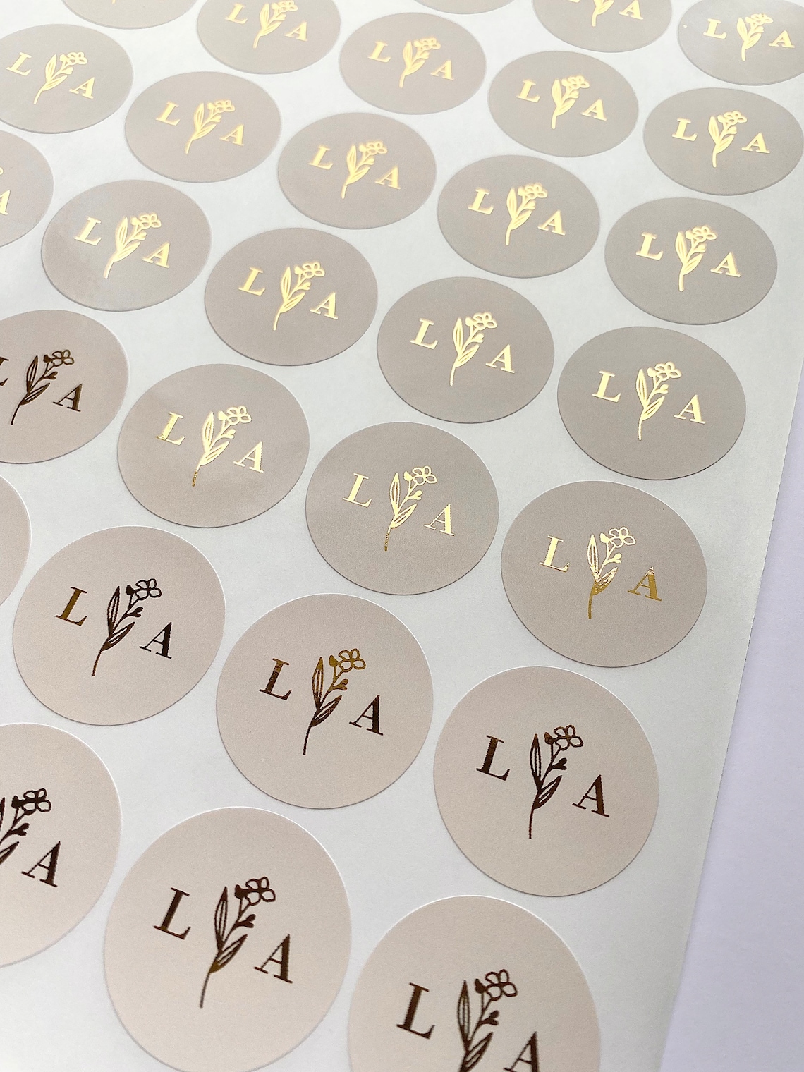 Luxury FLORAL INITALS Foiled Stickers for Wedding Favours or Envelope ...
