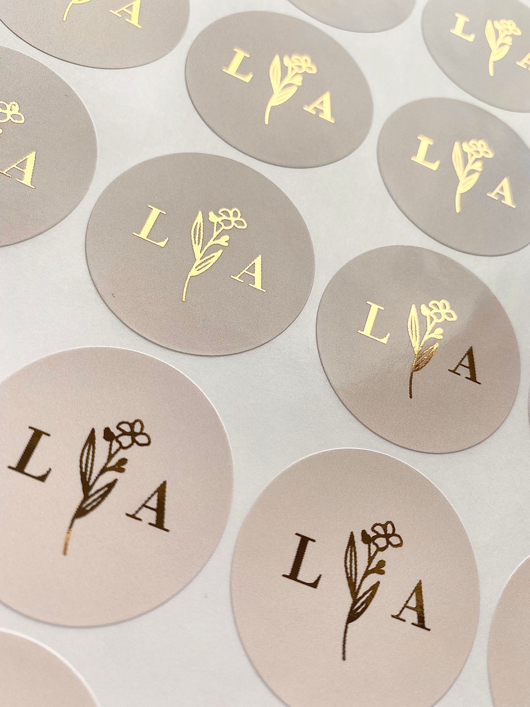 Luxury FLORAL INITALS Foiled Stickers for Wedding Favours or Envelope ...