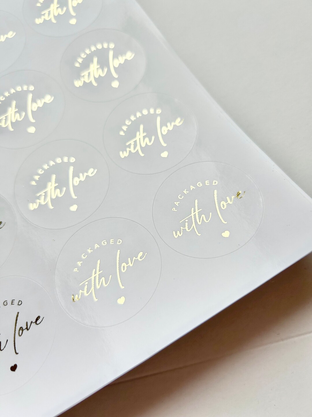 Packaged With Love Packaging Business Foiled Stickers - Etsy UK