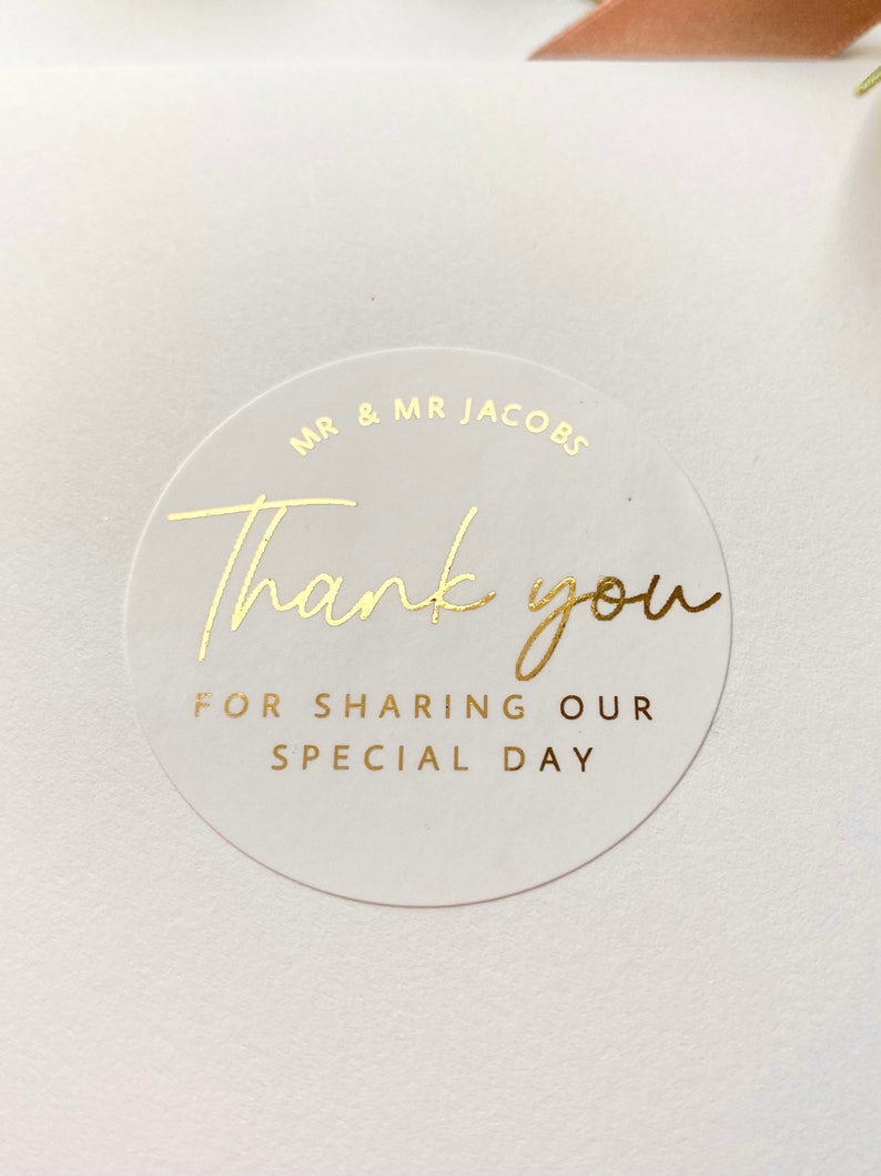 Thank You For Sharing Our Special Day Luxury Foiled Labels For Etsy