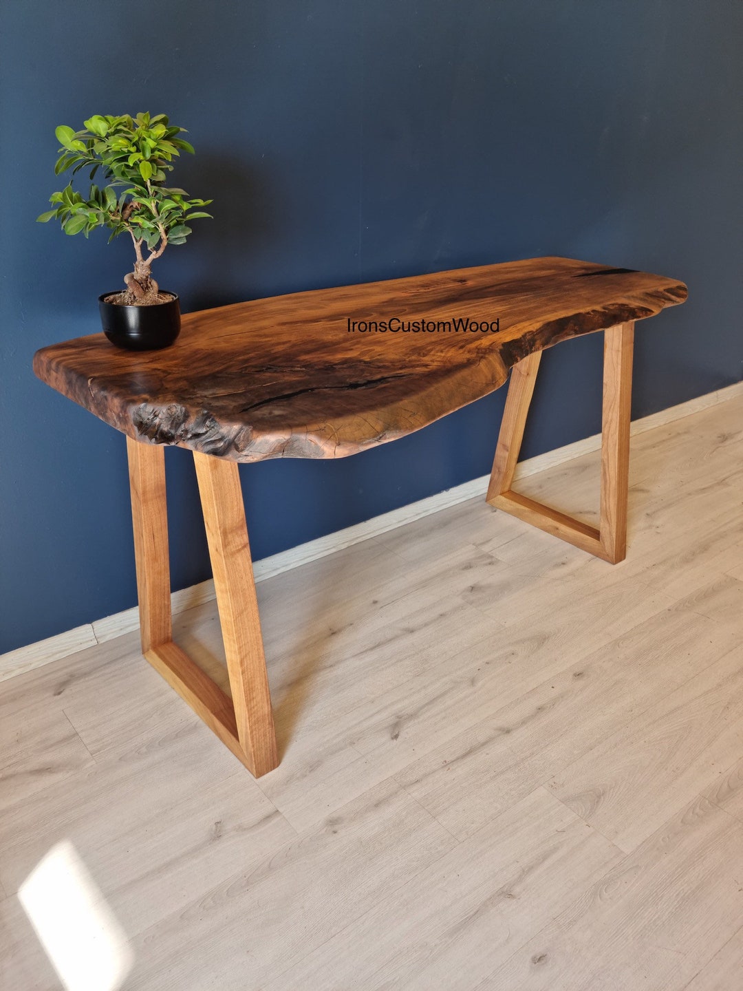 Live Edge Walnut Desk: Solid Wood Computer Table With Wood Legs - Etsy