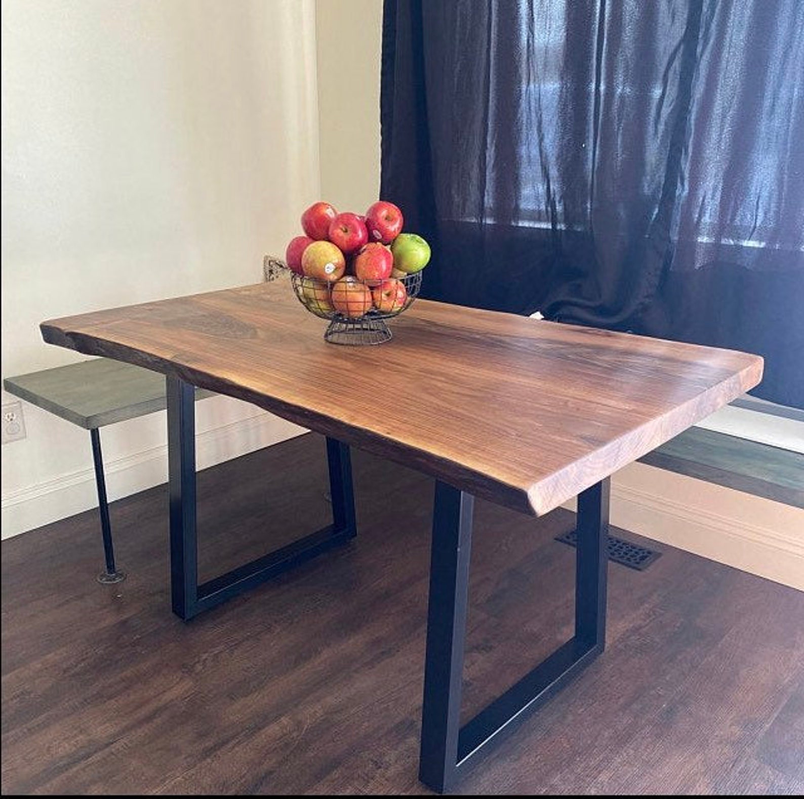 Live Edge Dining Table Solid Wood Table Walnut Wood Table | Etsy