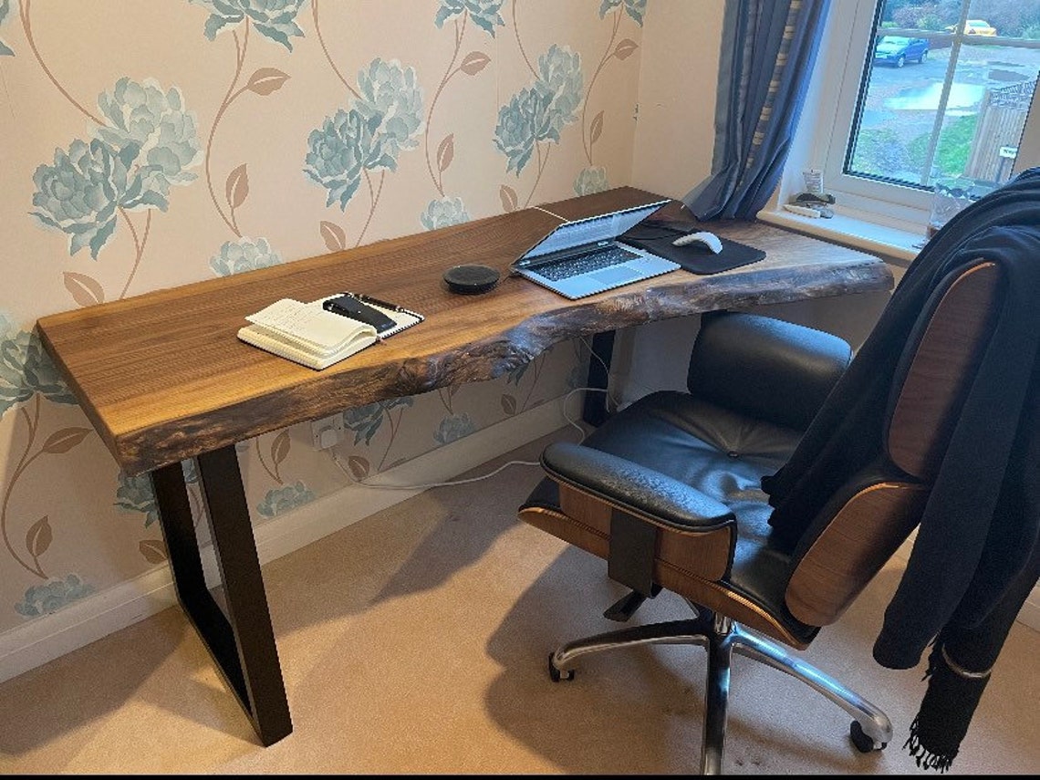 Live Edge Wood Desk Custom Office Desk Poplar Wood Table - Etsy