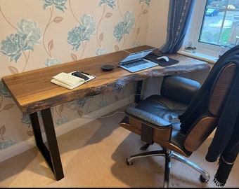 Wood Slab Desk | Etsy