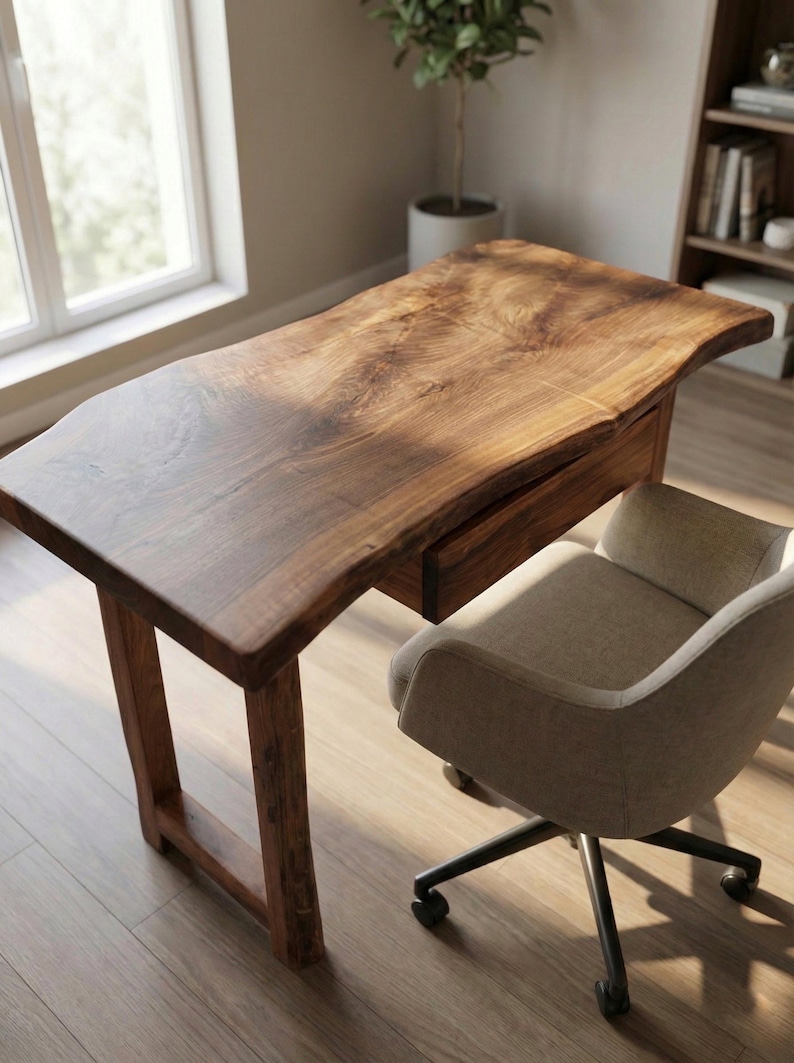 Handmade Live Edge Walnut Desk | Rustic Modern Home Office - Etsy