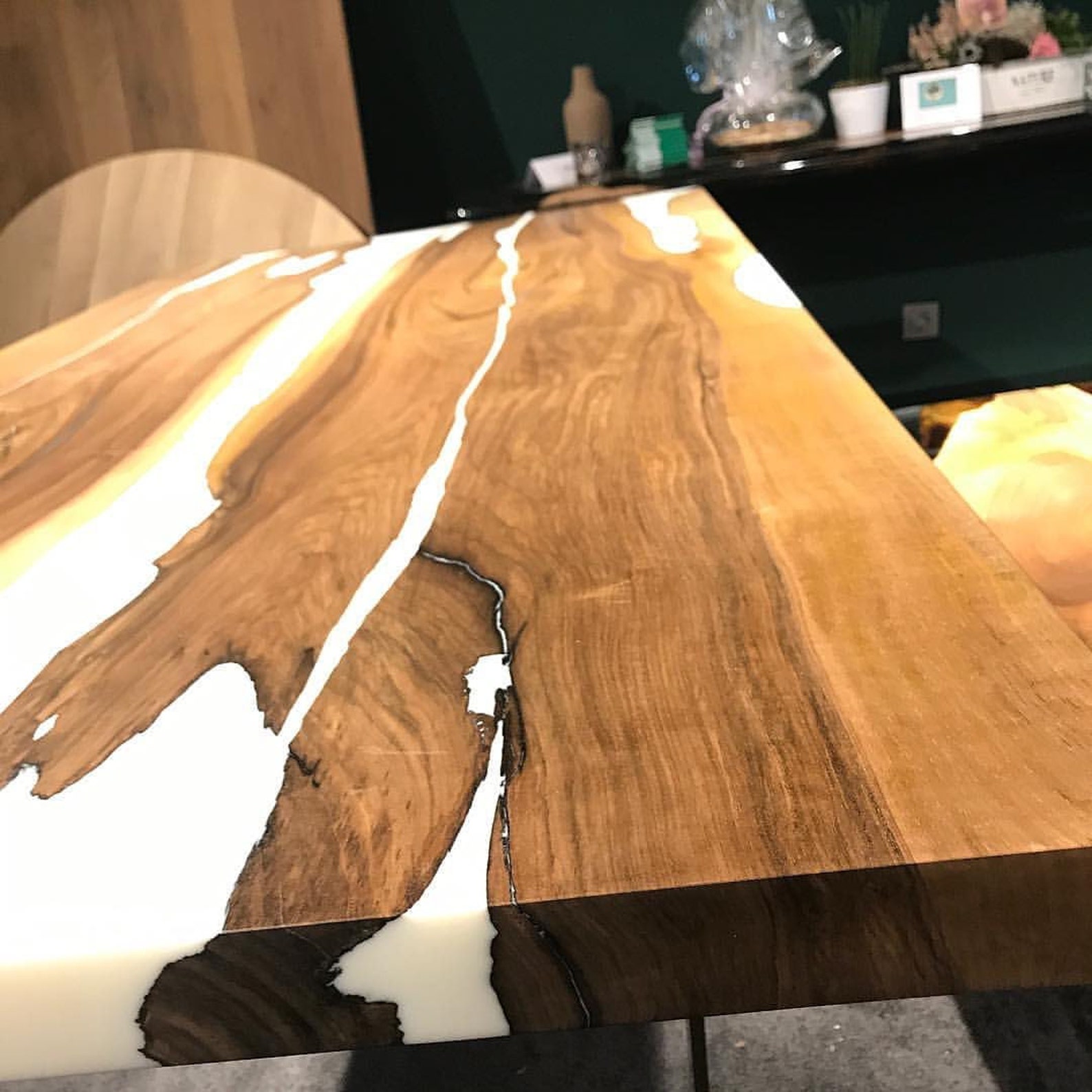 Epoxy Dining Table White Resin Table Custom Walnut River | Etsy