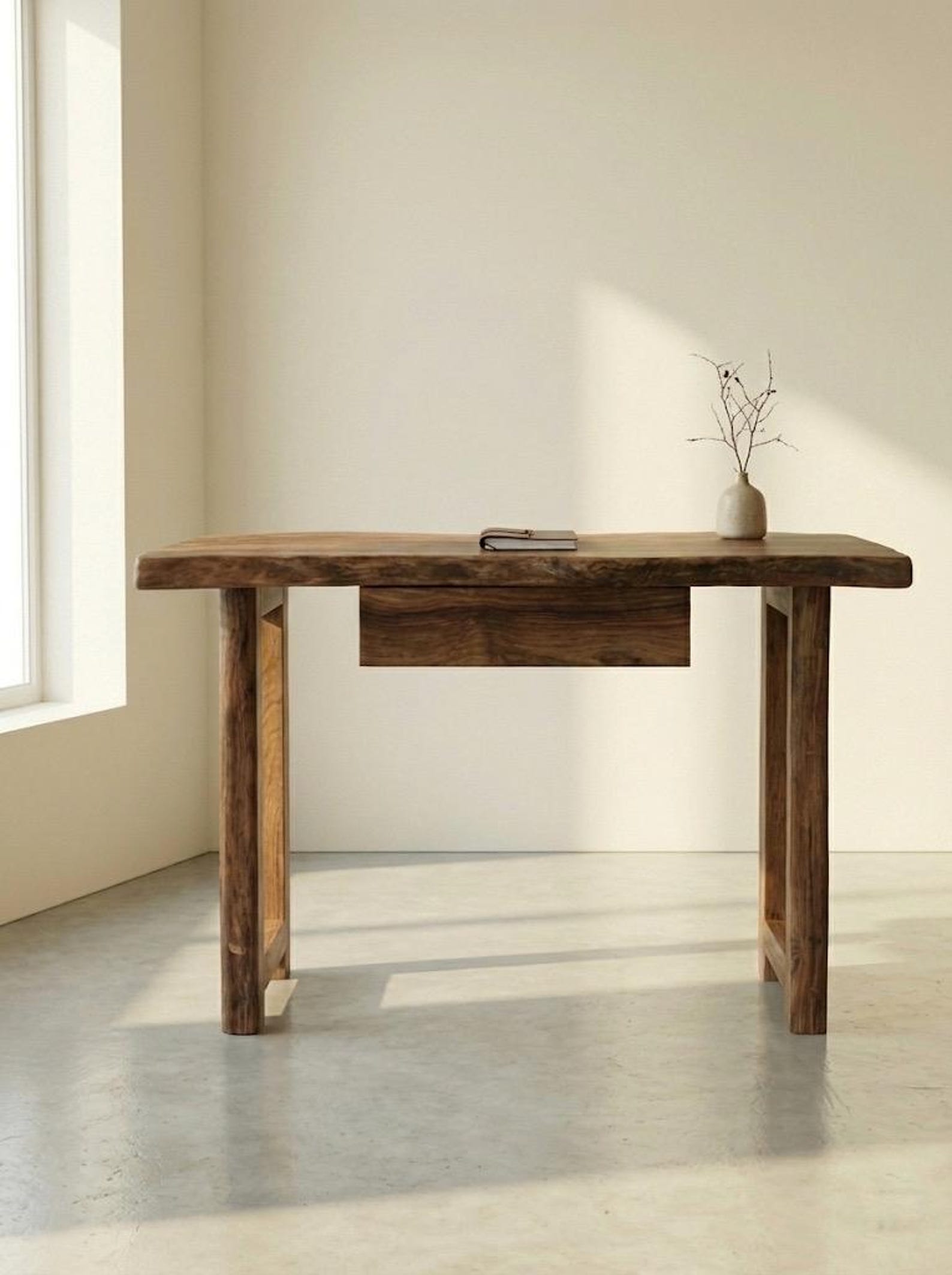 Handmade Live Edge Walnut Desk | Rustic Modern Home Office - Etsy