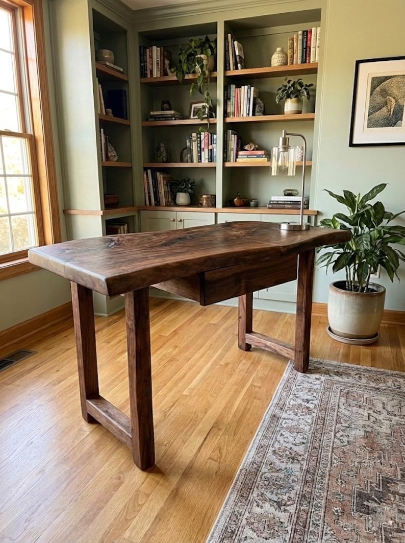 Handmade Live Edge Walnut Desk | Rustic Modern Home Office - Etsy