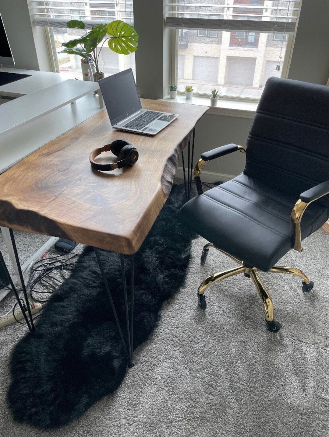 Live Edge Walnut Desk: Solid Wood Computer Desk, Customizable - Etsy