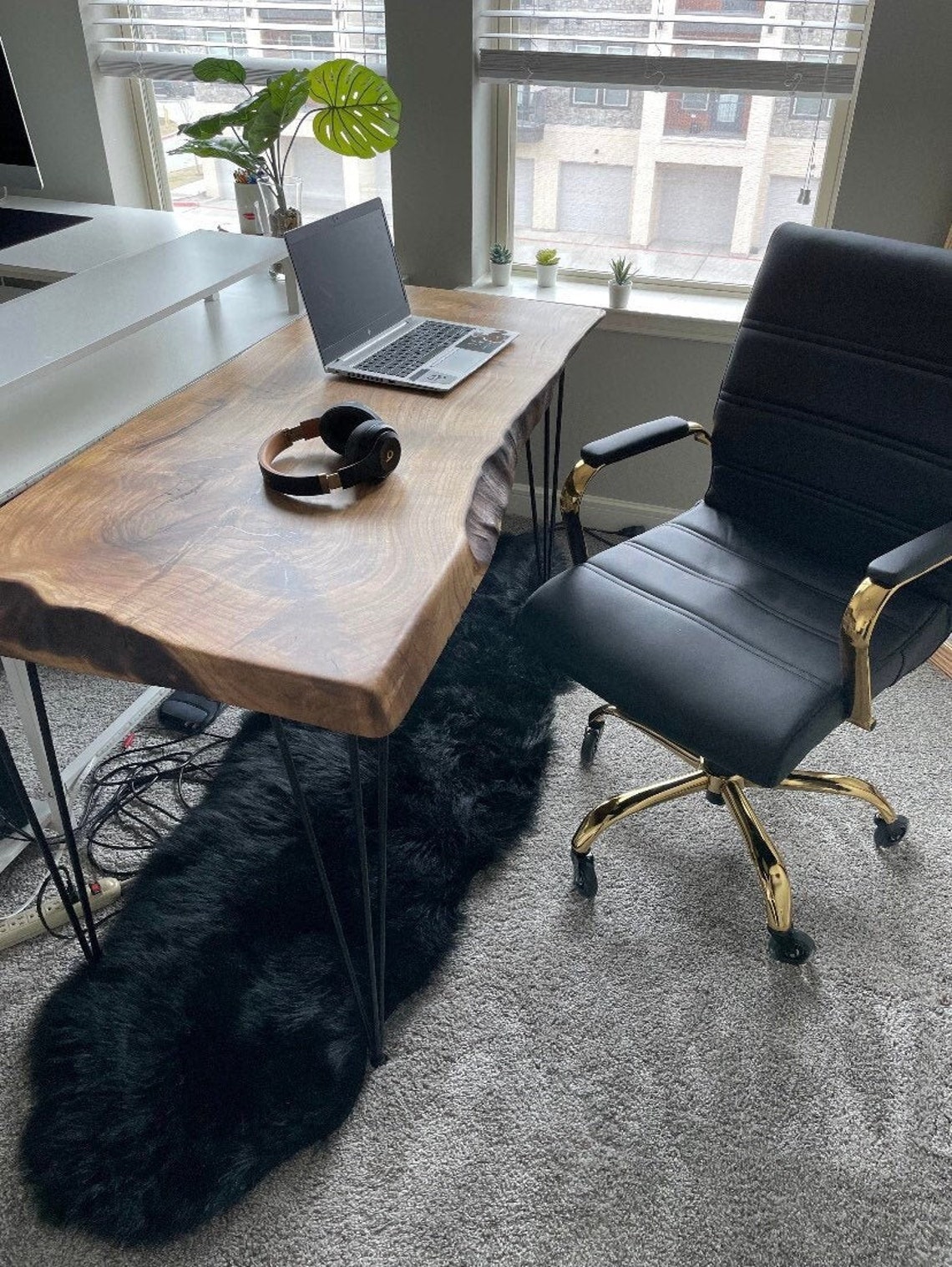 Live Edge Walnut Desk: Solid Wood Computer Desk, Customizable - Etsy