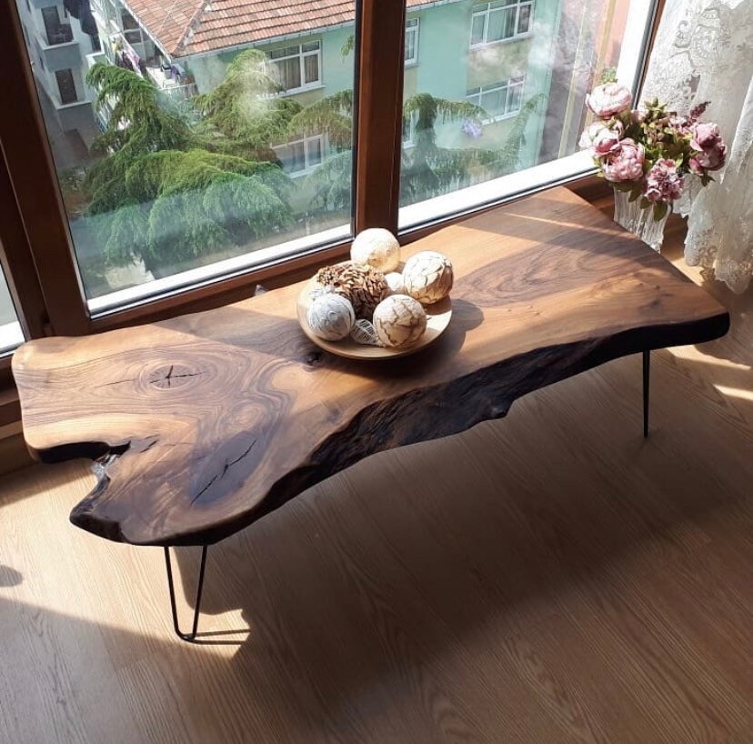 Walnut Coffee Table Live Edge Custom Solid Wooden End Table - Etsy Canada