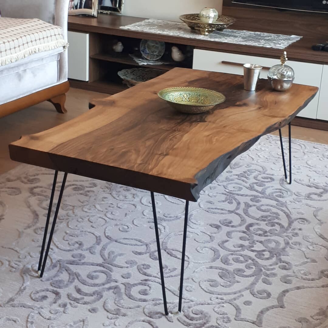 Walnut Coffee Table Live Edge Custom Solid Wooden End Table - Etsy Canada