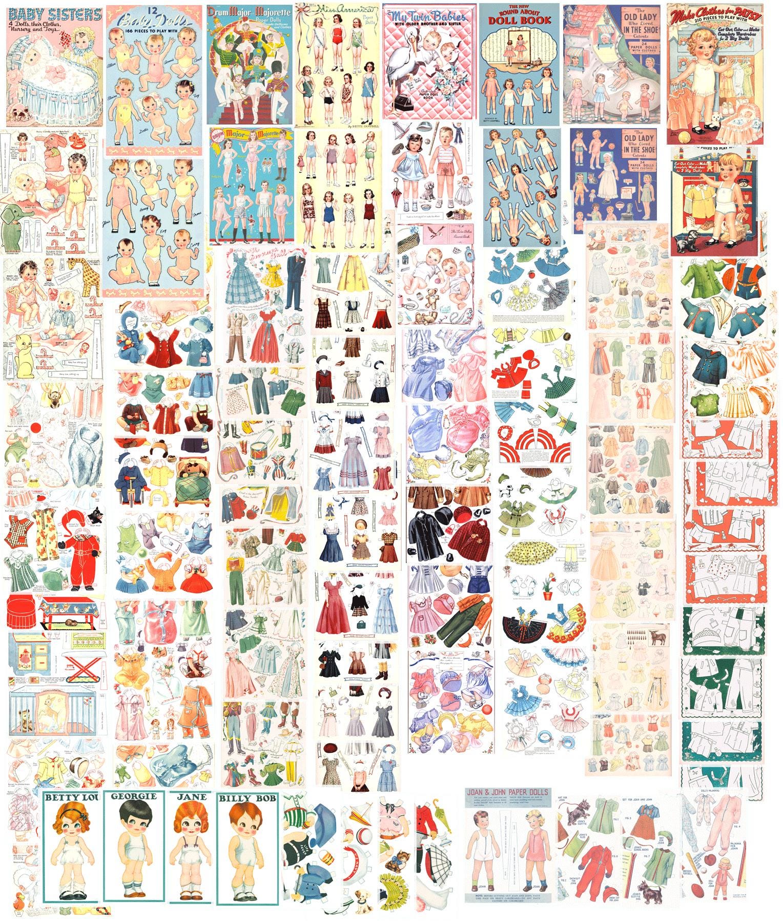 10 PDF Paper Doll Bundle Vintage Printable Digital Baby Kid Download - Etsy