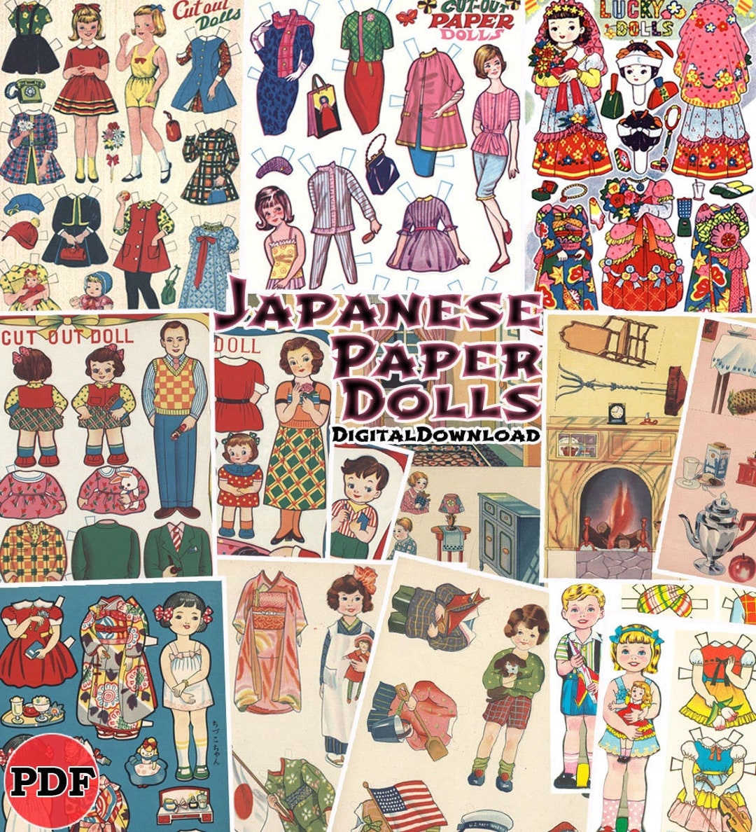 Japan Paper Doll Bundle Set Printable Digital 50s 60s Download PDF - Etsy