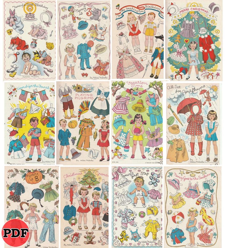 Paper Doll Download Printable Illustrated PDF Image Bundle - Etsy