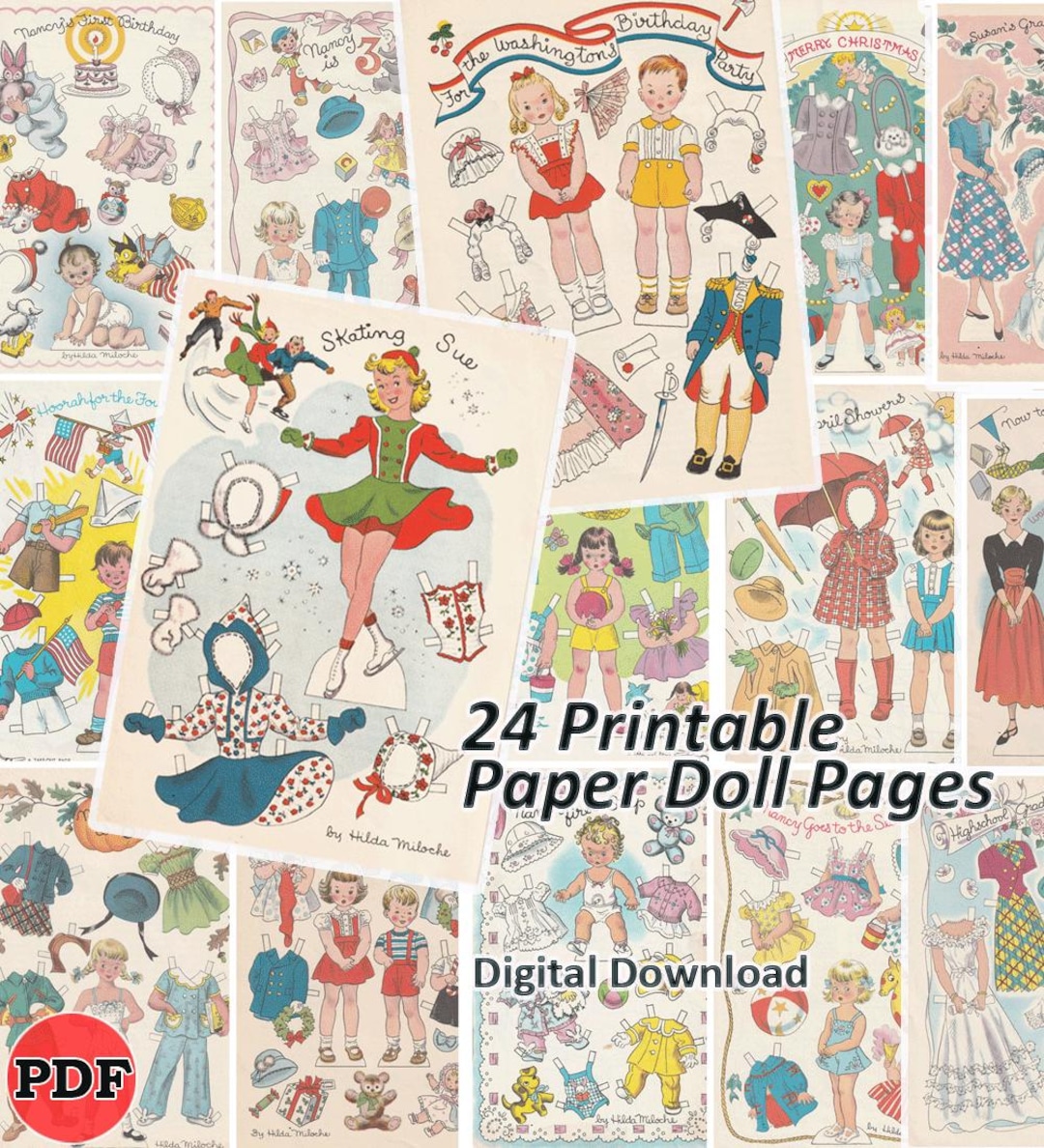 Paper Doll Download Printable Illustrated PDF Image Bundle - Etsy