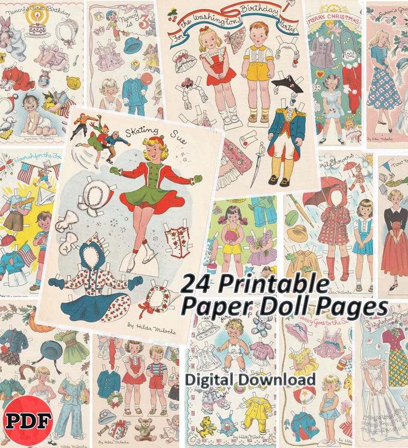 Paper Doll Download Printable Illustrated PDF Image Bundle - Etsy