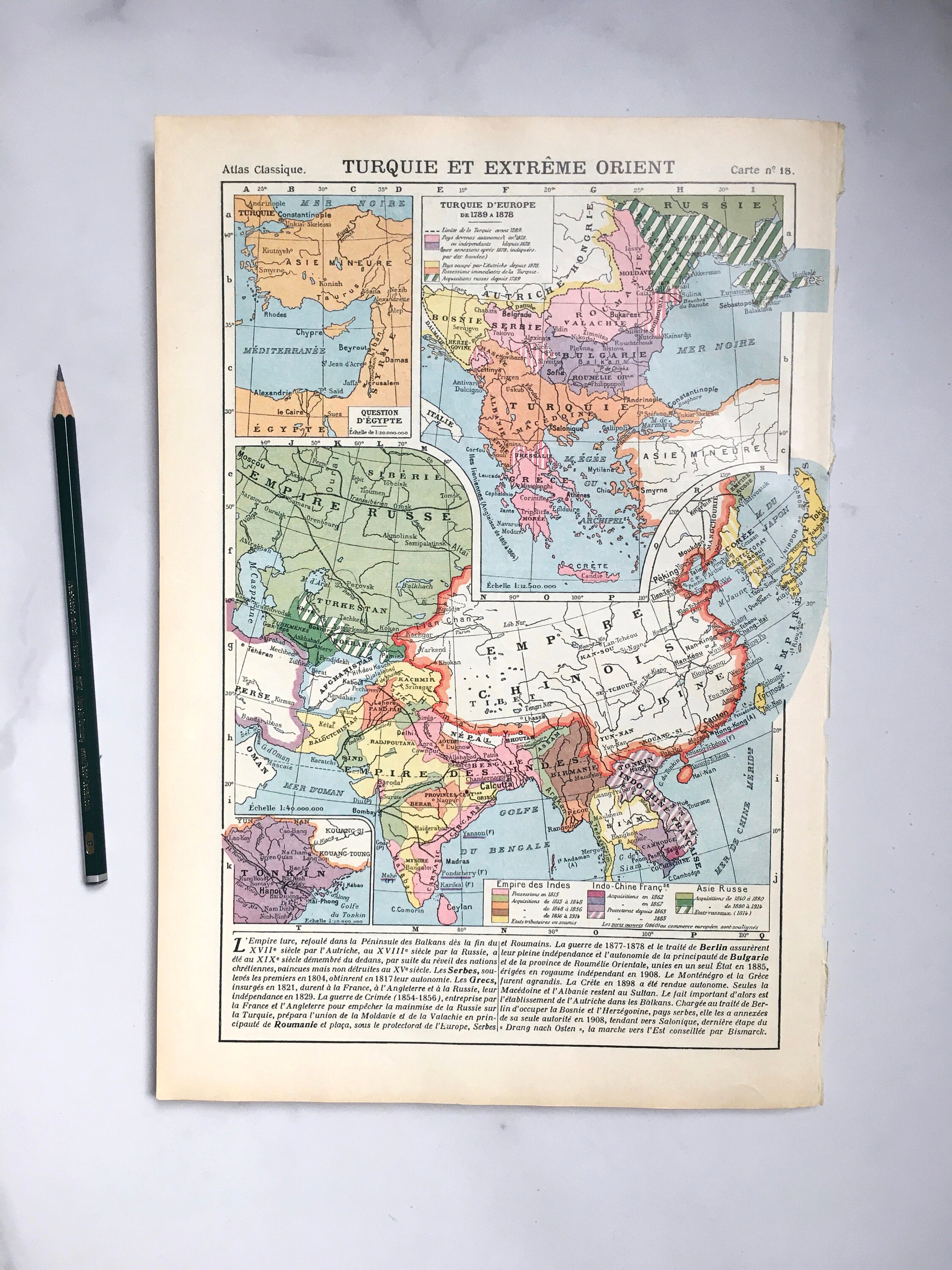 1950 ORIGINAL French Vintage Map France Europe and Asia - Etsy