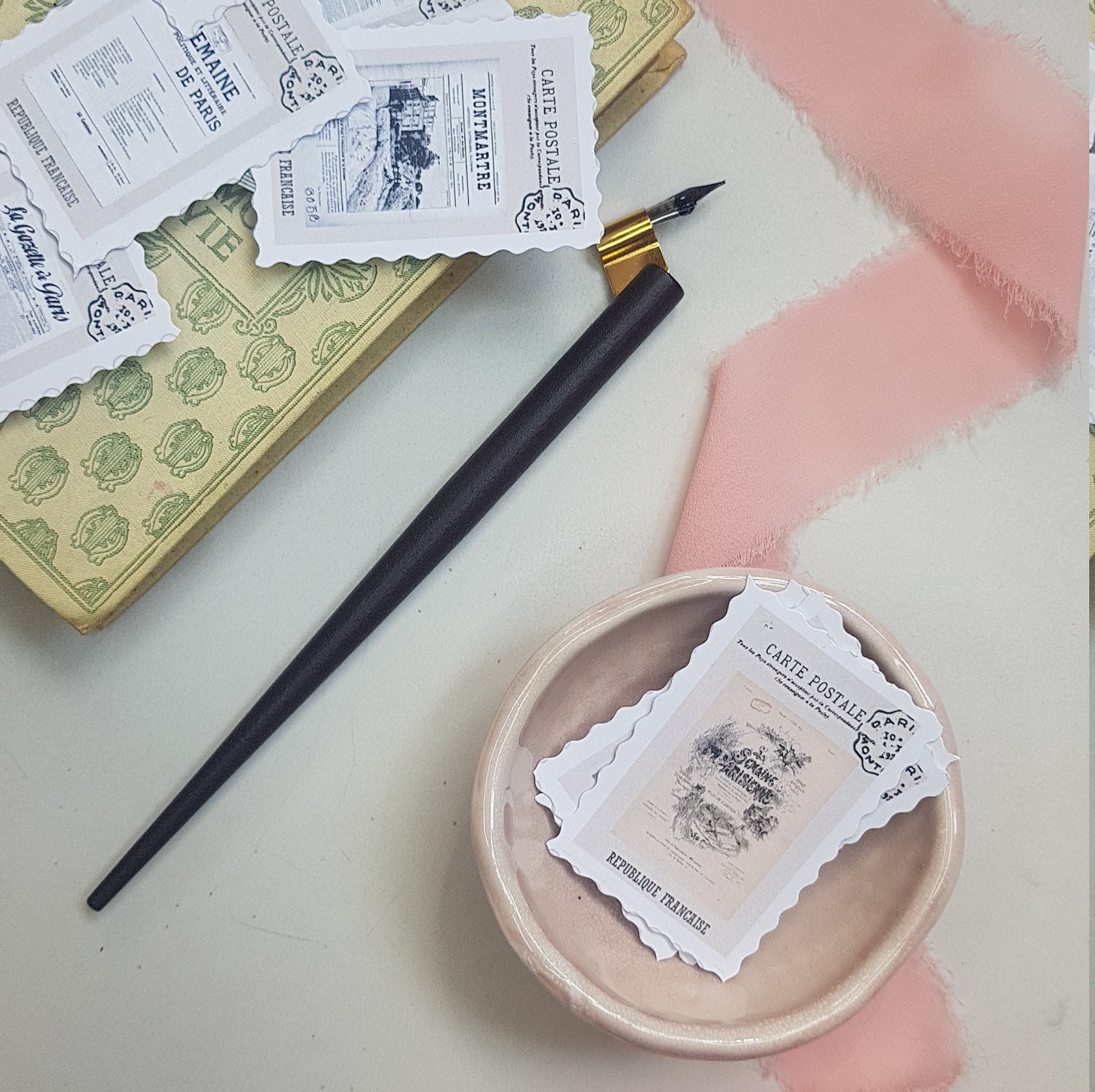 VINTAGE FRENCH Faux Postage Stamps Wedding Details Vintage Postage ...