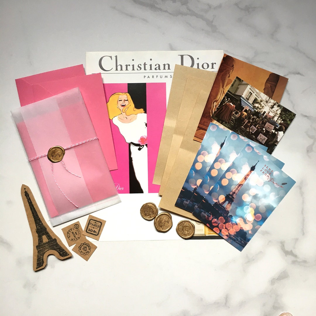 Paris Letter Writing Kit: Pink Envelopes, Bronze Wax Seals, French ...