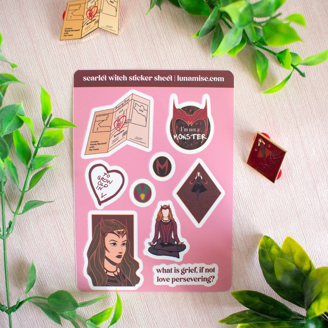 Scarlet Witch Sticker Sheet A6 Paper, Water Resistant, Wanda Stickers ...