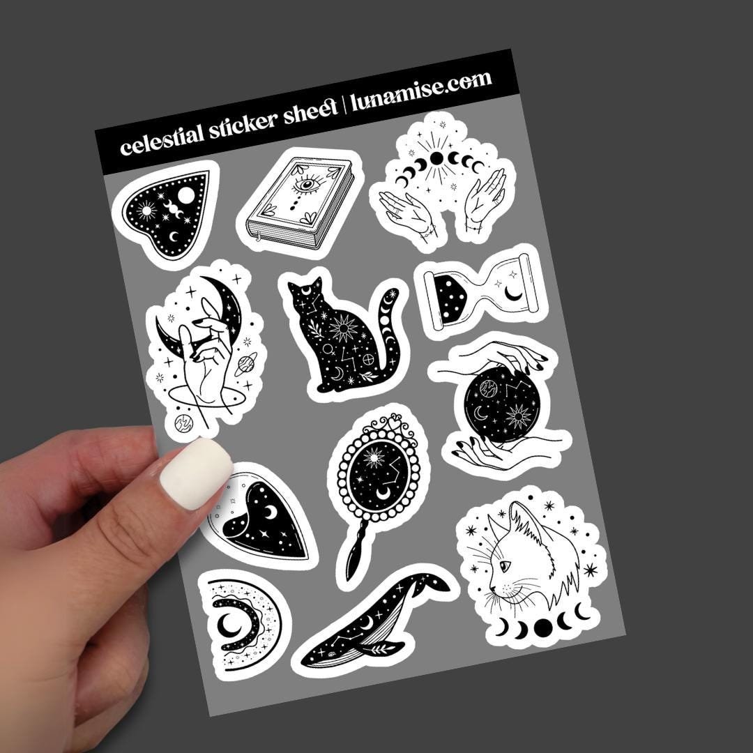 Celestial Sticker Sheet | A6 Paper, Water Resistant, Space, Zodiac ...