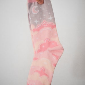 Pink Sky Knitted Socks | Cute Aesthetic, Skyscape, Clouds, Celestial ...