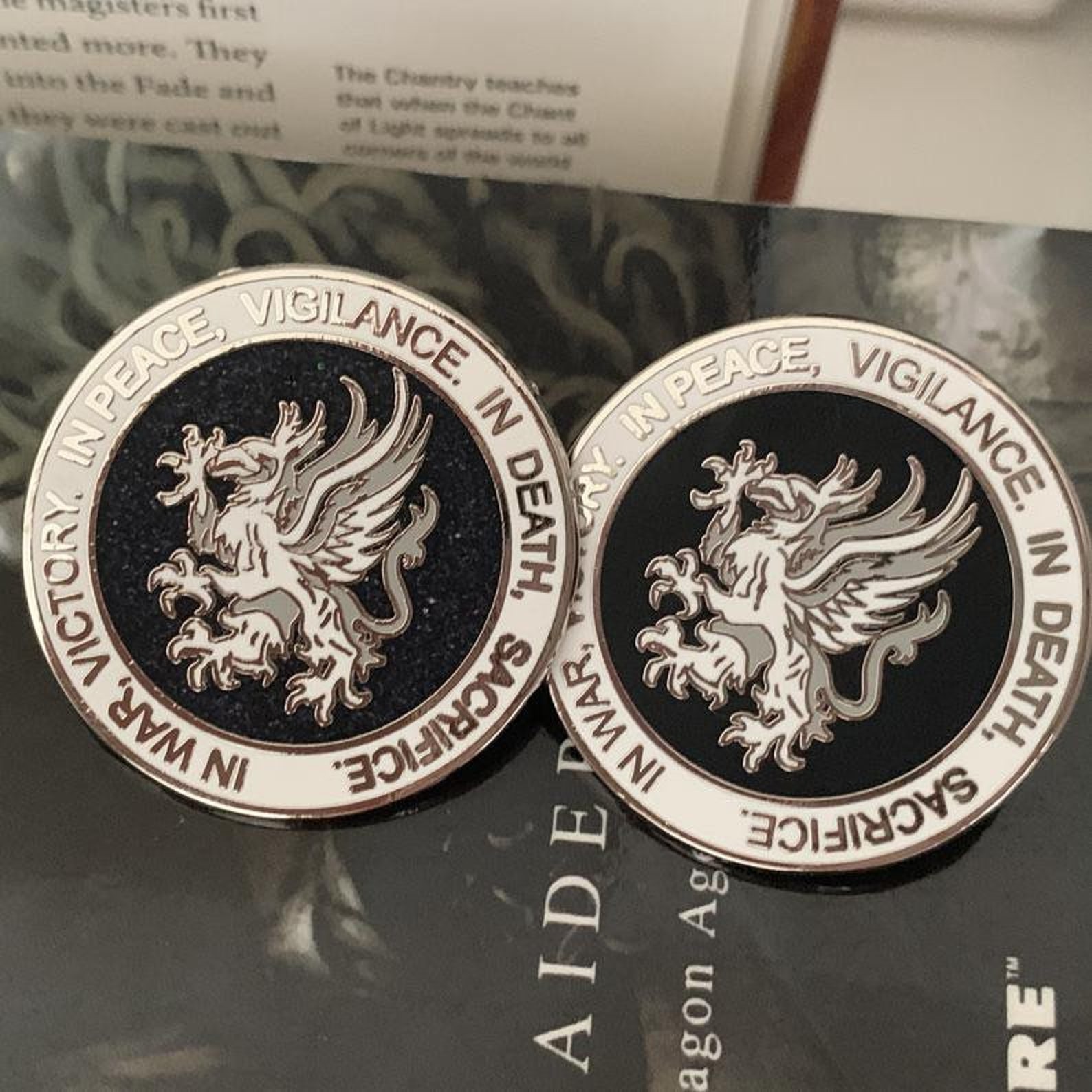 Grey Warden Enamel Pin Dragon Age Griffon Wardens Motto Etsy