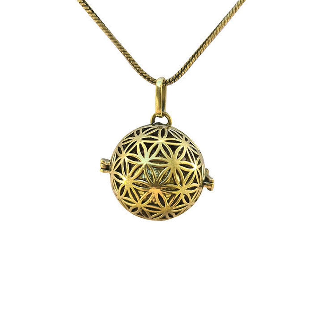 Pregnancy Bola Flower of Life Gold Maternity Jewelry Pregnancy Necklace ...