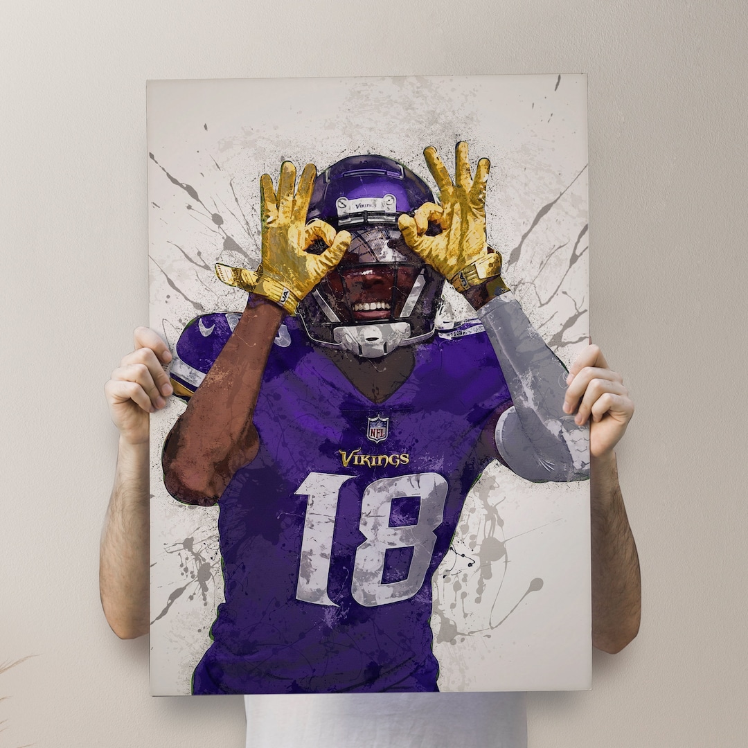 Justin Jefferson Poster, Minnesota Vikings - Canvas Print, Sports Art ...