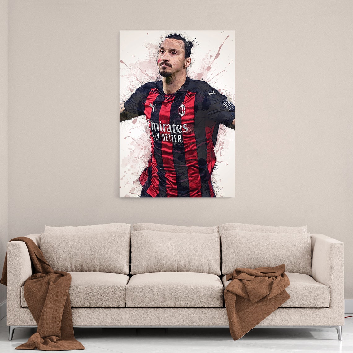 Zlatan Ibrahimovic AC Milan, Canvas, Banner, Soccer Fan, Kids Wall ...