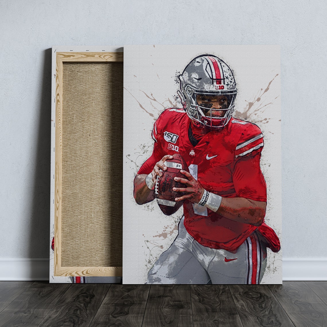 Justin Fields Poster, Ohio State Buckeyes - Canvas Print, Sports Art ...