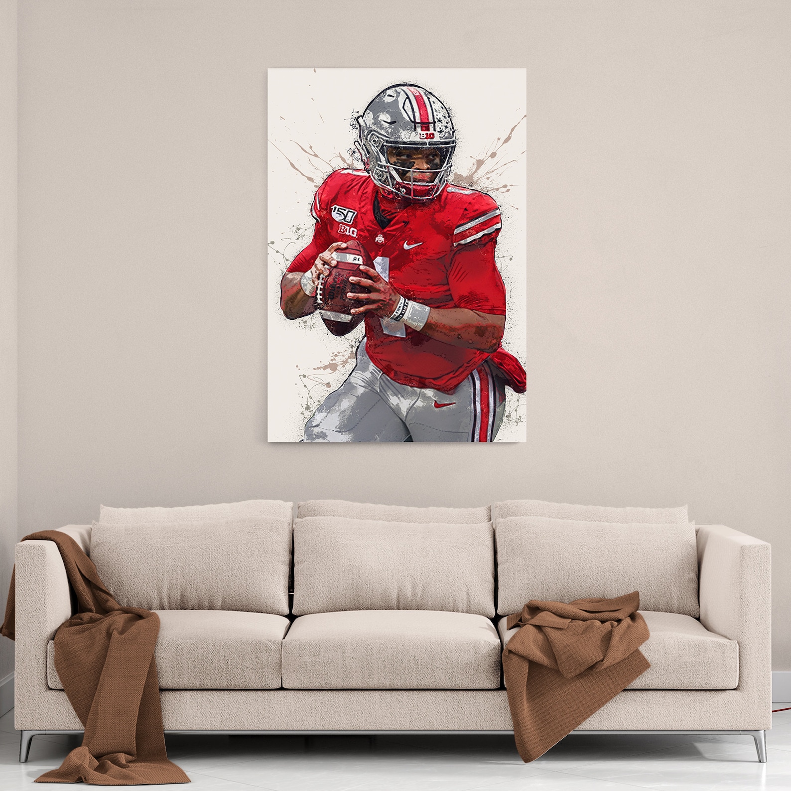 Justin Fields Poster, Ohio State Buckeyes - Canvas Print, Sports Art ...