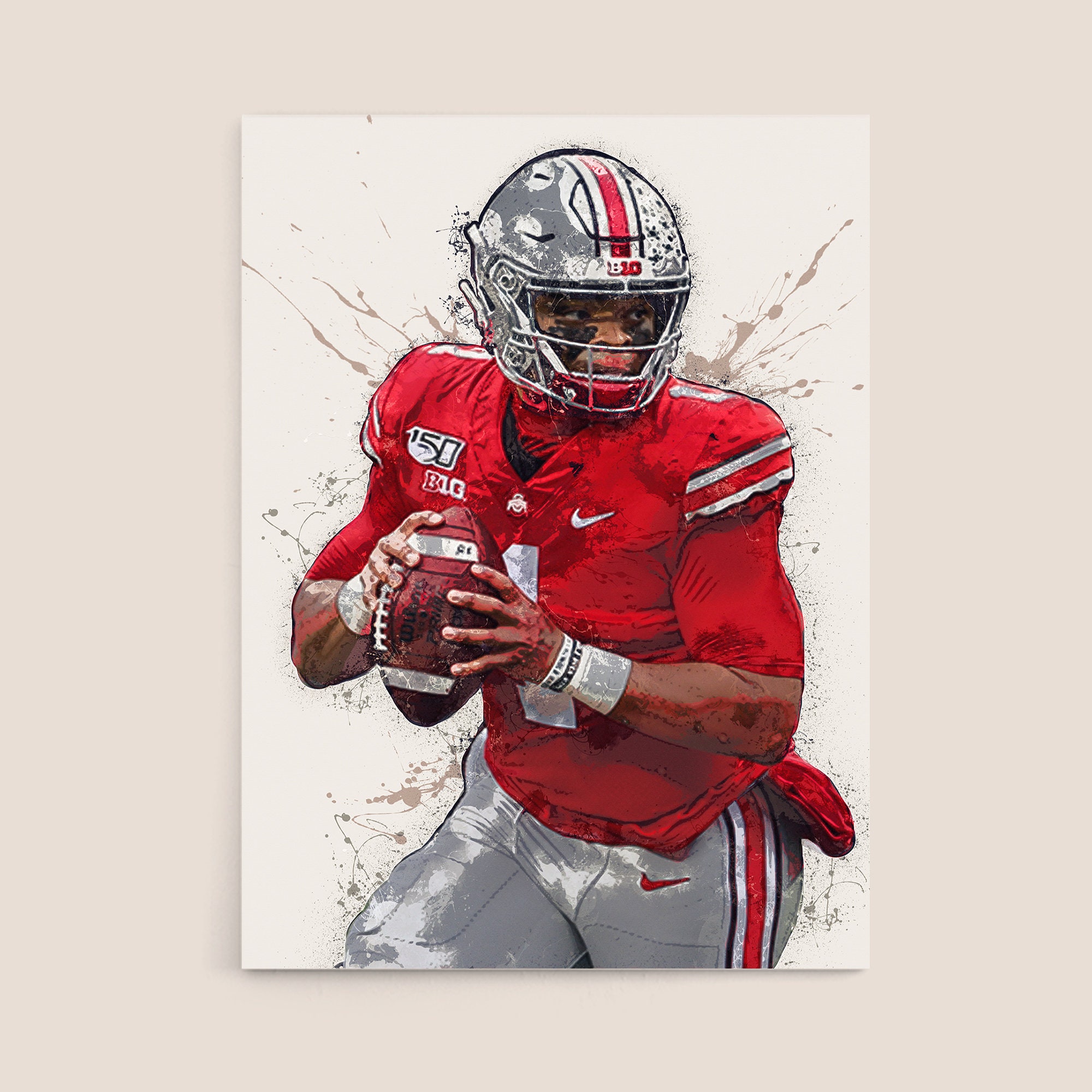 Justin Fields Poster, Ohio State Buckeyes - Canvas Print, Sports Art ...