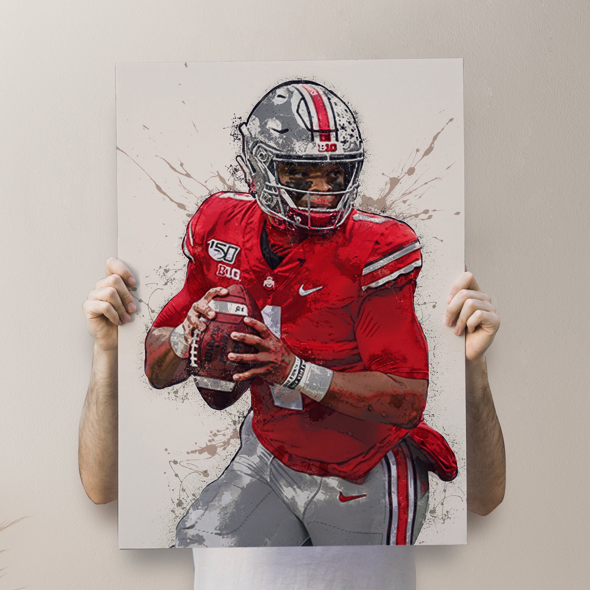Justin Fields Poster, Ohio State Buckeyes - Canvas Print, Sports Art ...