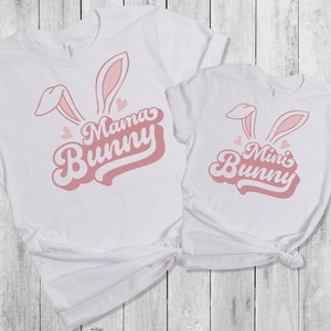 Retro Mama Bunny Mini Bunny Svg, Easter Bunny Mom and Daughter Shirt ...