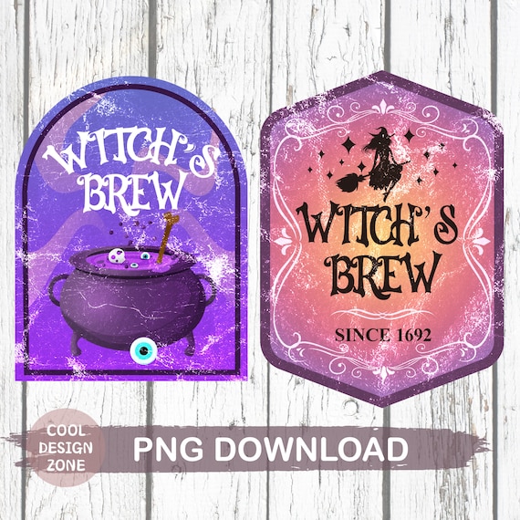 Vintage Witch's Brew Label PNG Retro Witch Label | Etsy