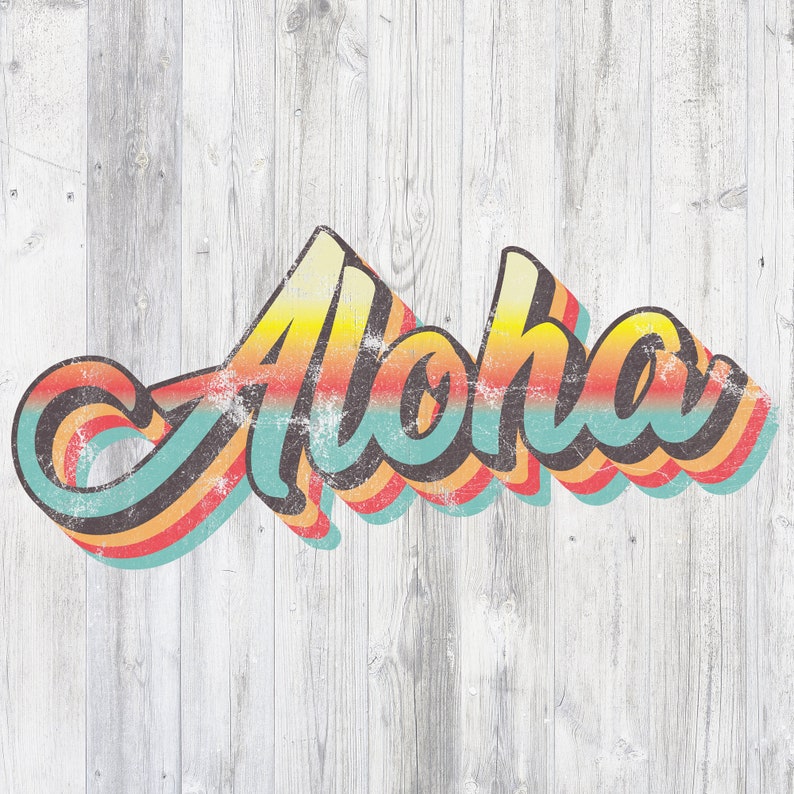 Vintage Aloha PNG Aloha Hawaii Sublimate Retro 1970s Aloha - Etsy
