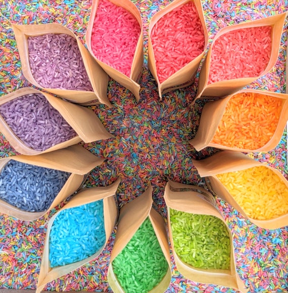 Sensory Colourful Rainbow Rice by Colour for Tray Play Tuff | Etsy