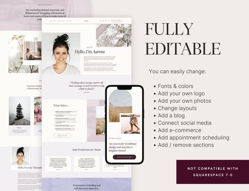Clean Therapist Website Template | Squarespace | Counselor, Life Coach ...