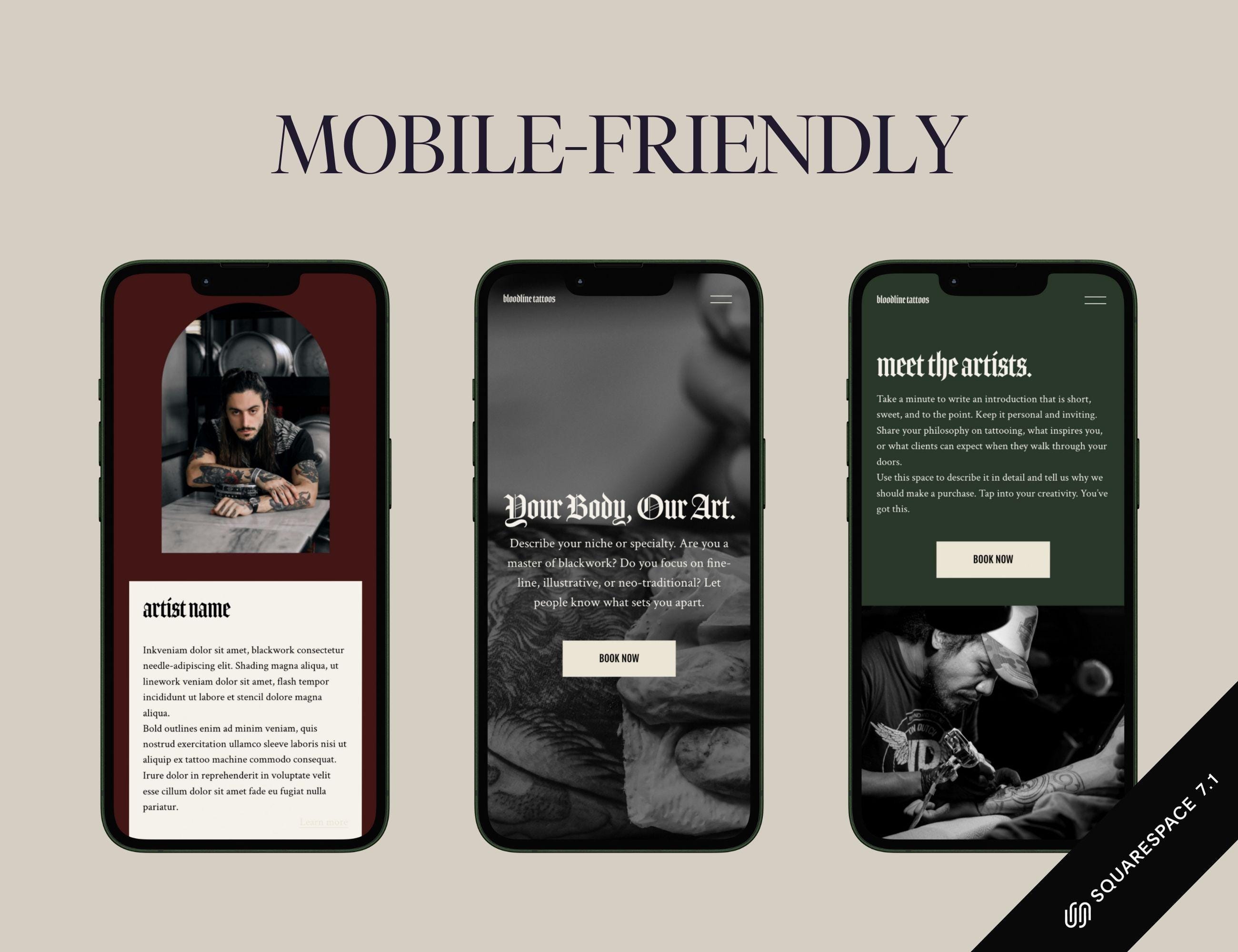 Tattoo Shop Website Template for Squarespace 7.1 Tattoo Studio Website ...